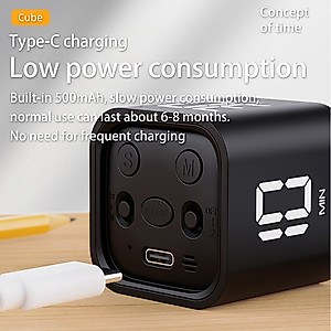VEWINGL Cube Timer,Rotation Timer,5/10/30/60 Minutes and Custom Countdown,Productivity Timer,Pause and Resume,Silent,Vibrate and Adjustable Sound Alarm for Tasks,Work,Study,Kitchen (F4, Black)