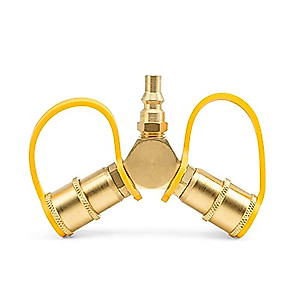 Stanbroil Solid Brass 1/4" RV Propane Quick Connect Y Splitter Adapter, Replacement for RV Trailer and Quick Connect Propane Hose Connect to Motorhome Tabletop Grill