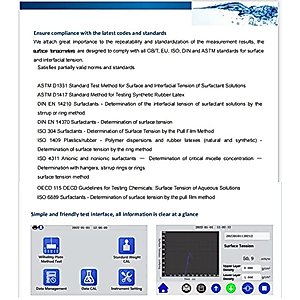 HFBTE Automatic Liquid Surface Tensiometer Pt Board Interfacial Tension Meter Tester with Platinum Board Wilhelmy Plate Method Measuring Modes Range 0 to 1000 mN/m Precision 0.1mN/m Data Storage