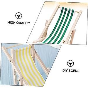 Homoyoyo 2pcs Deck Chair Model Mini Folding Chair Decorative Outdoor Decor Outdoor Tables and Chairs Mini Deck Chair Mini Foldable Recliner Mini Furniture Simulation Recliner Model Green