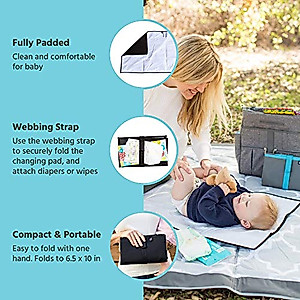 J.L. Childress Full Body Portable Baby Changing Pad, Fully Padded for Baby's Comfort, Waterproof, Opens to 19" X 30", Black, 1 Count (Pack of 1), (1105BLK)