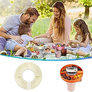 Snack Ring for Stanley Cup 40 oz with Handle, Snack Container for Stanley Tumbler 40 oz, 4 Compartment Reusable Snack Platters for Stanley Quencher Adventure (pink)
