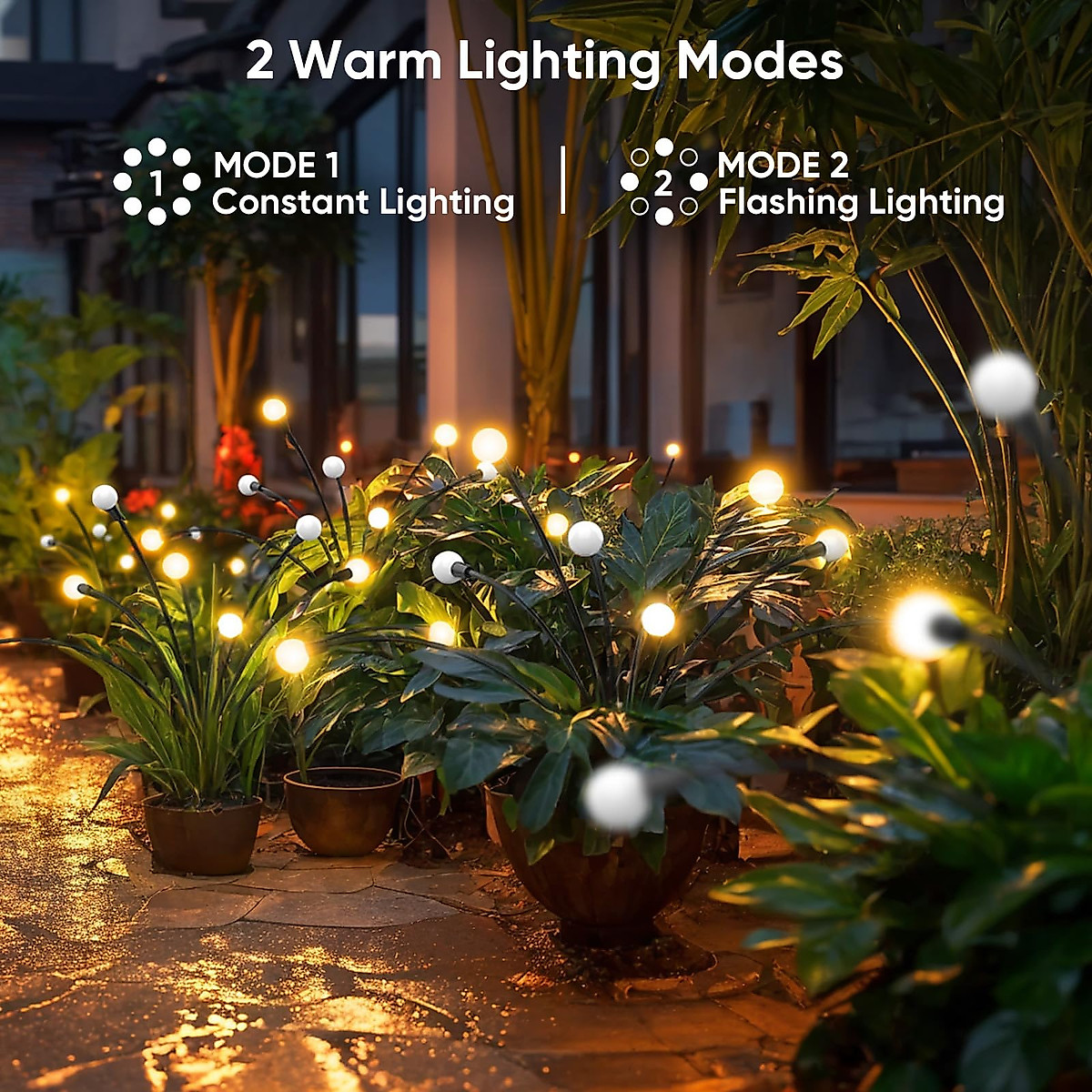 Solar Lights Outdoor Garden Decor: 4 Pack 32 LED Firefly Solar Outdoor Lights - Waterproof Solar Lights for Outside Yard Pathway Landscape Patio Decorations - Solar Powered Swaying Light Sway by Wind
