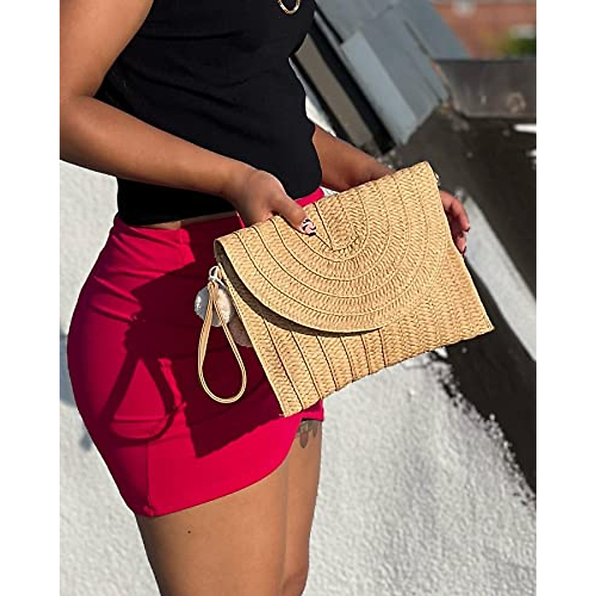Reavor Straw Beach Bags for Women, Summer Straw Purses and Handbags for Women, Crossbody Bag, Clutch Bag for Vacation