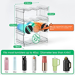 Phsycolv Water Bottle Organizer Compatible with Stanley 40oz Tumbler with Handle, 4 Pack Stackable Cup Organizer for Cabinet, Pantry Kitchen Organizers and Storage for Cup Accessories, Wine Rack Gift