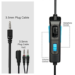 SADES R5 Over-Ear Stereo Noise-Reduction Base Gaming Headset Headband Headphones with HiFi Microphone Control-Remote for PC Computers/PS4/New Xbox One/Mac/Tablets/Mobiles(Black)