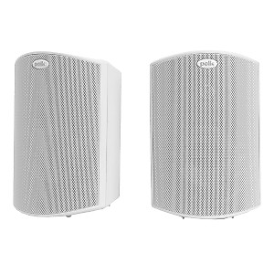 Polk Audio Atrium 6 Outdoor All-Weather Speakers with Bass Reflex Enclosure (Pair, White), Broad Sound Coverage, Speed-Lock Mounting System