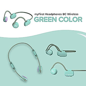 myFirst Bone Conduction Headphone Wireless - Open Ear Design Official Headphones with Bluetooth Wireless IPX6 Flexible Waterproof for Kids/Adults (Green)
