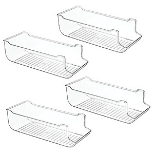 mDesign Large Plastic Pop/Soda Can Dispenser Storage Organizer Bin for Kitchen Pantry, Countertops, Cabinets, Refrigerator - Holds 9 Cans - BPA Free, Food Safe, 4 Pack - Clear