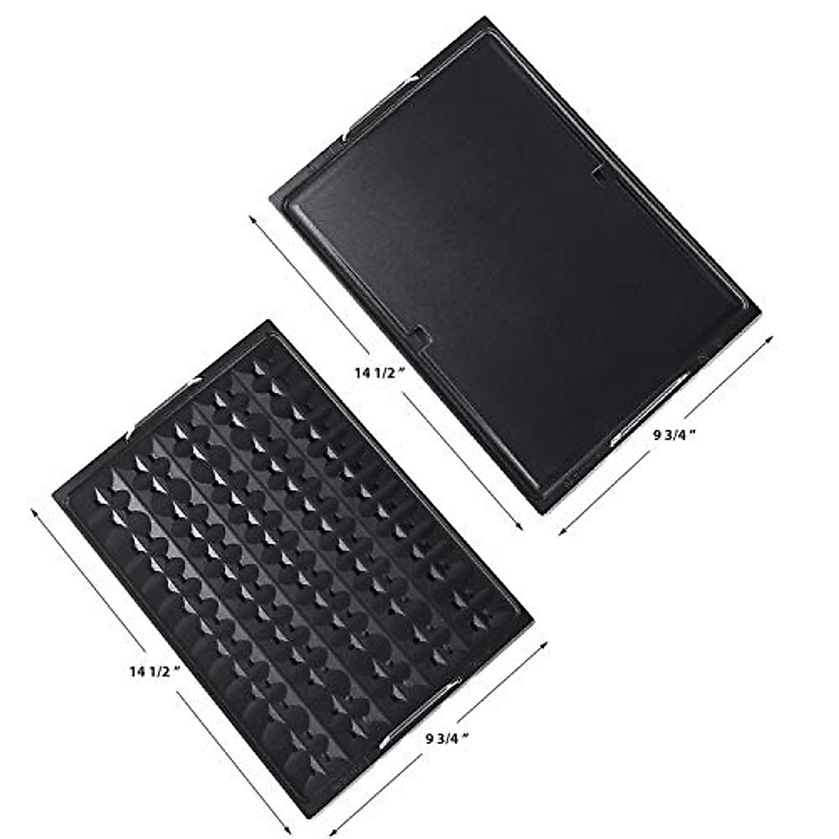 GoWISE USA GW88000 2-in-1 Smokeless Indoor Grill and Griddle with Interchangeable Plates and Removable Drip Pan + 20 Recipes (Black), Large