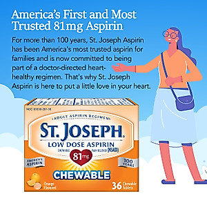 St. Joseph Aspirin Pain Reliever, Chewable Flavored, Low Dose, Orange, 108 Count (69536-181-15)