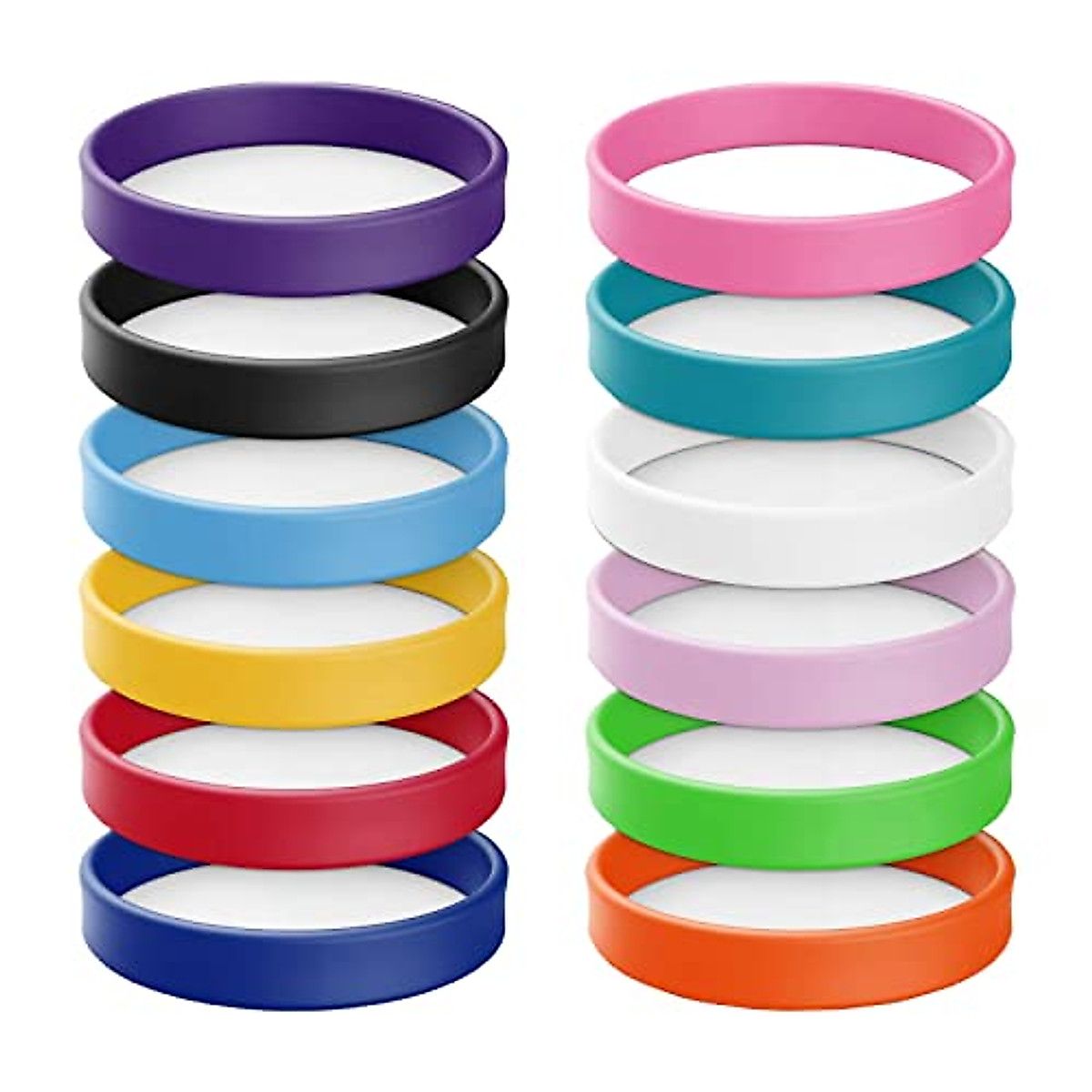 12 Wholesale Rubber Bracelets Silicone Bracelets Solid Color Silicone Wristbands Colored Rubber Stretch Bracelets Silicone Bracelets for Women Men Teen Gifts (12 Color Mixed)