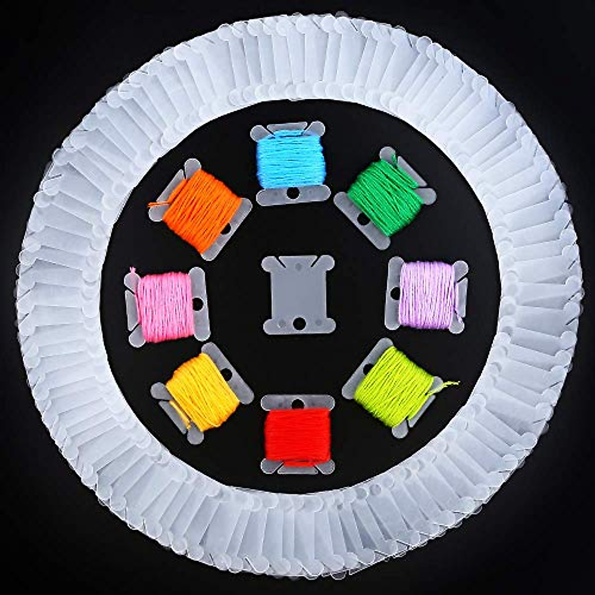 Onwon 100 Pieces Embroidery Thread Cards Cross Stitch Floss Bobbins and 36 Grids Plastic Storage Box Transparent Container for Thread Organizer Holder Earrings, Jewelry Making Tool, Beads