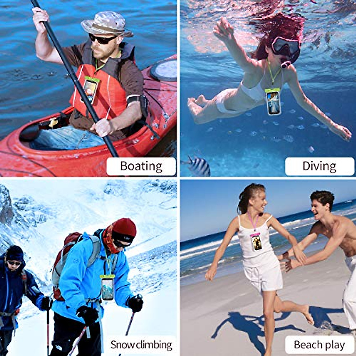 ZEINZE 4 Pack Waterproof Phone Pouch Universal Waterproof Phone Case Dry Bags for iPhone 13 Pro Max XS Max XR X 8 7 6S Plus Galaxy Pixel Up to 6.9