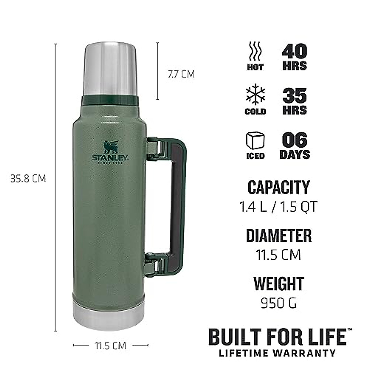 Stanley Classic Vacuum Bottle 1.4L (Hammertone Green)