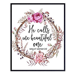 Inspirational Positive Quotes Christian Bible Verse Wall Decor - Religious Gift for Women, Girls, Teens - Blessed Scripture Wall Art for Bedroom, Living Room, Bathroom - 8x10 Motivational Poster