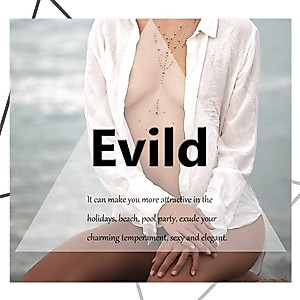 Evild Mesh Rhinestone Body Chain Black Glitter Elastic Belly Skirt Sparkly Party Waist Chain Statement Belly Chain for Women (Black)