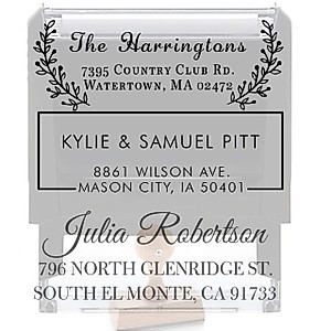 20 Designs to Choose!! Personalized - Address Stamp - Customized Stamp - Self-Inking Return Address Mail 3 Lines Custom Address Stamper - Black Red Blue Purple Green Ink - Wedding Invitation Stamp