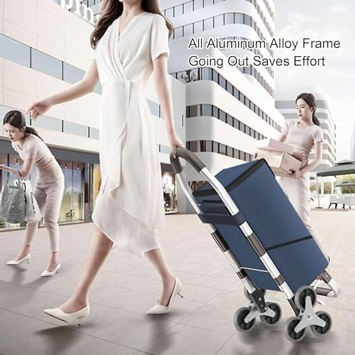 Generic Grocery Shopping Trailer Foldable Trolley Cart Hand Truck Stair Climbing Grocery Cart Lightweight Trolley for Home Shop