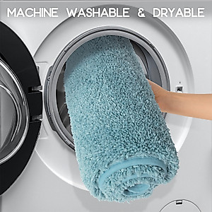 YIHOUSE Thick Microfiber Bathroom Rug Soft Bath Mat for Bathroom Machine Washable Non Slip Absorbent Shower Carpet Rug 17" X 24" Teal