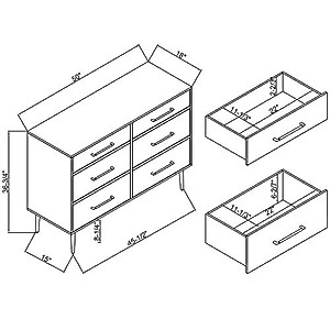 Linon Lennon White Six Drawer Dresser