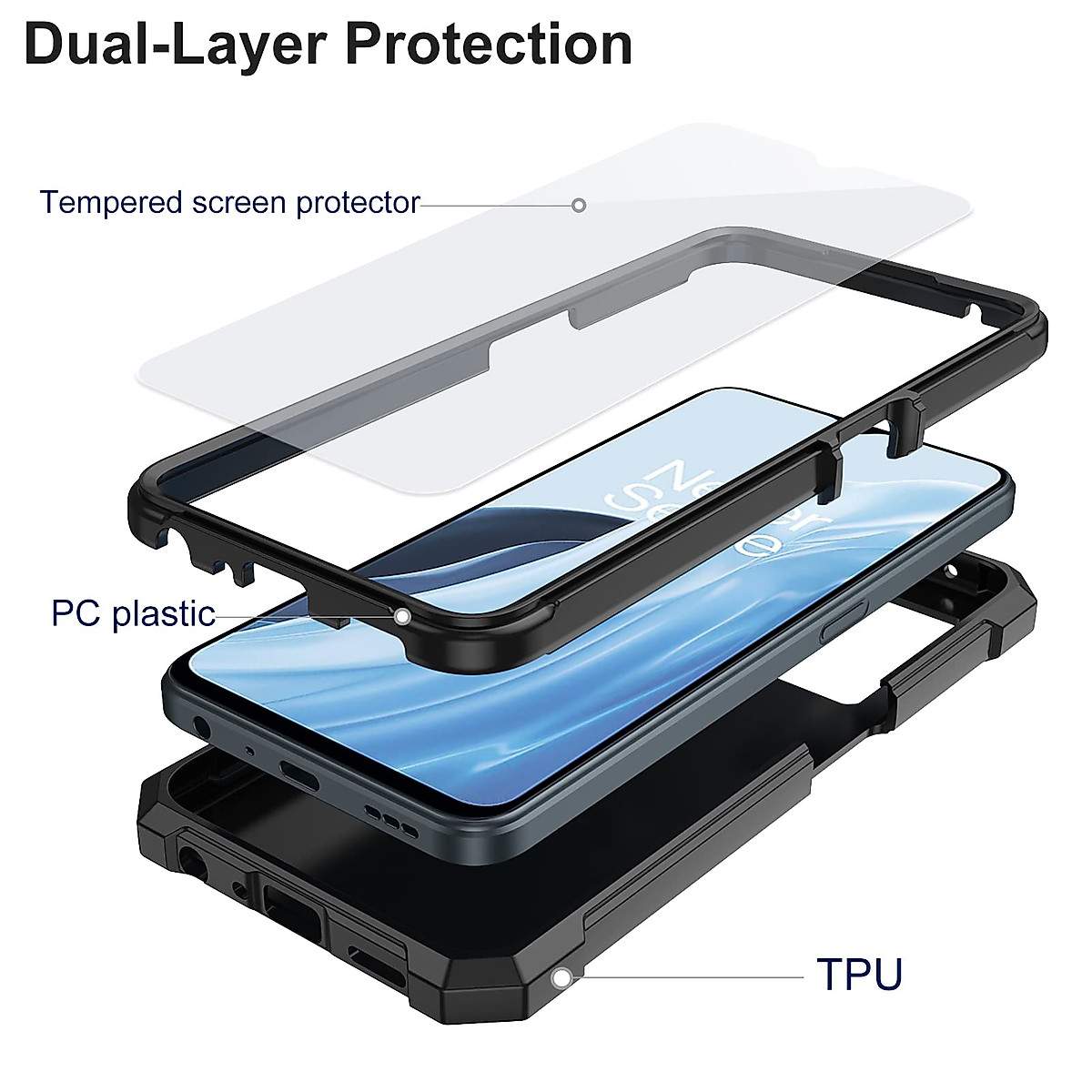 Ailiber Case for One Plus Nord N300 5G, Oppo A77 5G Case with Screen Protector, Dual Layer Structure Protection, Shockproof Corner TPU Bumper, Military Grade Phone Cover for 1 Plus N300 5G-Blue Purple