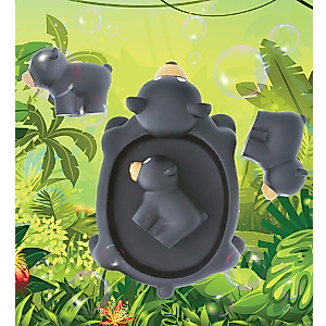 Dollibu Black Bear Family Animal Bath Squirters 4 Piece Bath Toy Set, Children Bath Toys for Bathtime & Water Fun, Girls & Boys Floating Cute Animal Rubber Squirt Toys, Pool Toys for Kids - Black Bear