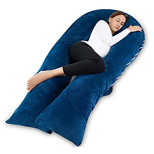 Meiz Pregnancy Pillow, Pregnancy Body Pillow, Pregnancy Pillows for Sleeping, 65" Maternity Body Pillow for Pregnant Women with Velvet Cover, Blue
