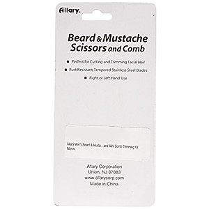 Allary Men's Beard and Mustache Scissors, Mini Comb Trimming Kit
