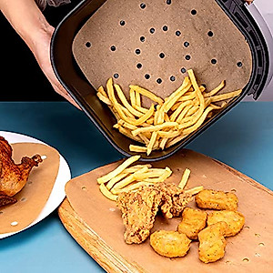 Jzzuuask Air Fryer Parchment Paper, Air Fryer Liners, 200pcs 8.5 Inch, Air Fryer Accessories, Perforated Parchment Paper for Air Fryer, No Burn, Easy Cleanup