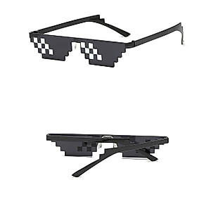 HSSUNSINE 10 Pack Thug Life Sunglasses 8 Bit Pixel Mosaic Glasses Photo Props Unisex Sunglasses for Men Women (10 pack colored mixed)