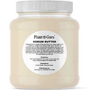 Raw Kokum Butter 3 lbs. Bulk 100% Pure Natural - Great for Skin, Body and Hair Moisturizer, DIY Creams, Balms, Lotions and Soap Making.
