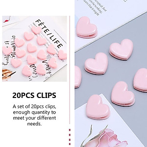 YARNOW 20pcs PlasticBag Clips Heart Shape Chip Bag Sealers Clamps Snack Coffee Potato Storage Sealing Slap Photo Picture Paper Holder for Kitchen Office, Pink, 3.2X2.5X1CM (TWGQRPH1017UYH103K0)