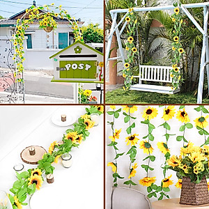 BigOtters 4 Pack Sunflower Garland for Decoration, Silk Sunflowers Artificial Flowers for Sunflower Theme Party Fall Wedding Decor Baby Bridal Shower Decorations
