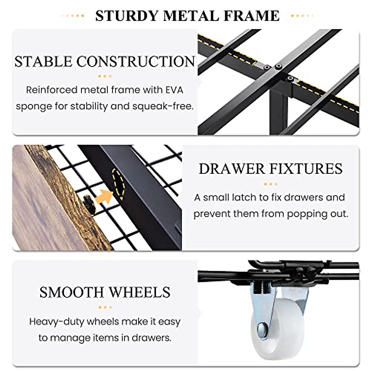 SHA CERLIN Full Size Bed Frame with Storage, Platform Bed with 4 Extra Large Storage Drawers on Wheels, Mattress Foundation, Strong Metal Slat Support, No Box Spring Needed, Easy Assembly