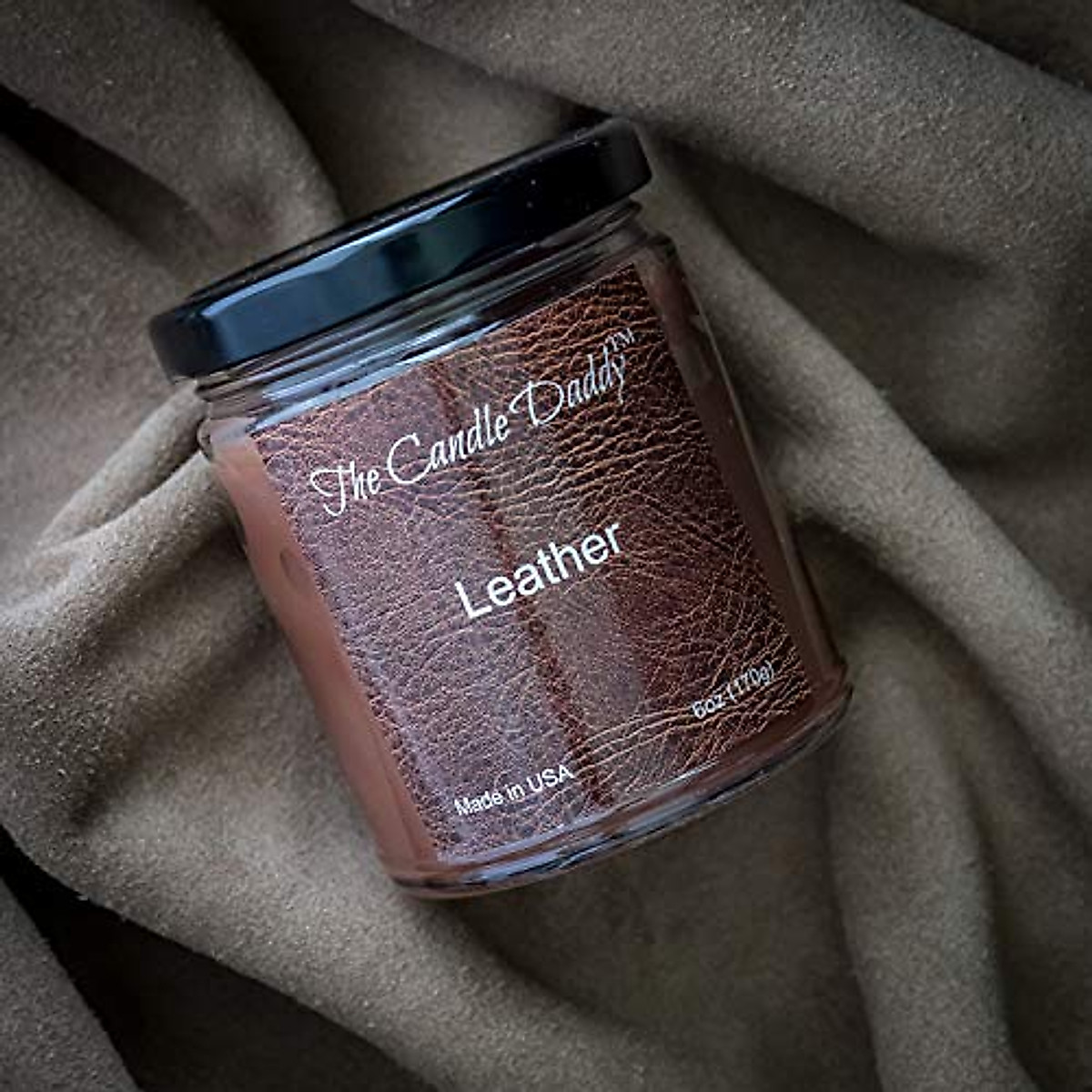 Leather Candle- 6 oz jar Candle - up to 40 Hour Burn time