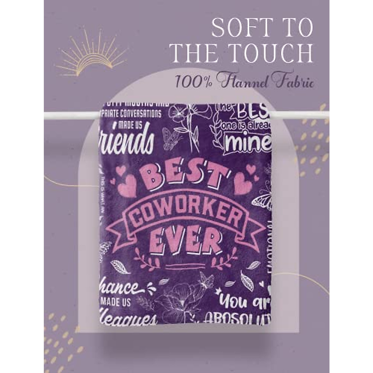 InnoBeta Coworker Leaving Gifts for Women Flannel Blankets Throws, Going Away Gift for Coworker, Leaving Farewell New Job Presents (50"x 65") - Purple - Best Coworker Ever