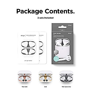 elago Dust Guard (Matte Space Grey, 1 Set) Dust-Proof Metal Cover, Luxurious Finish, Watch Installation Video - Compatible with Apple AirPods 2 Wireless Charging Case [US Patent Registered]