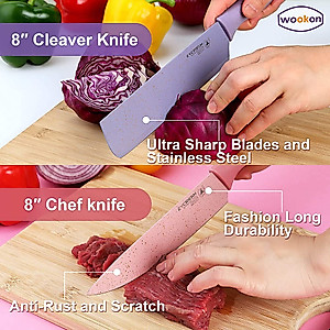 Professional Colorful Kitchen Knives Set of 7 Pieces, Non-Stick Blades with High Carbon Stainless Steel, Chef Knives Set for Cutting, Slicing, Paring, and Cooking