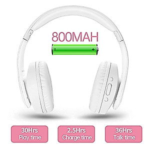 pollini Bluetooth Headphones Over Ear, Wireless Headset V5.0 with 6 EQ Modes, Soft Memory-Protein Earmuffs and Built-in Mic for iPhone/Android Cell Phone/PC/TV