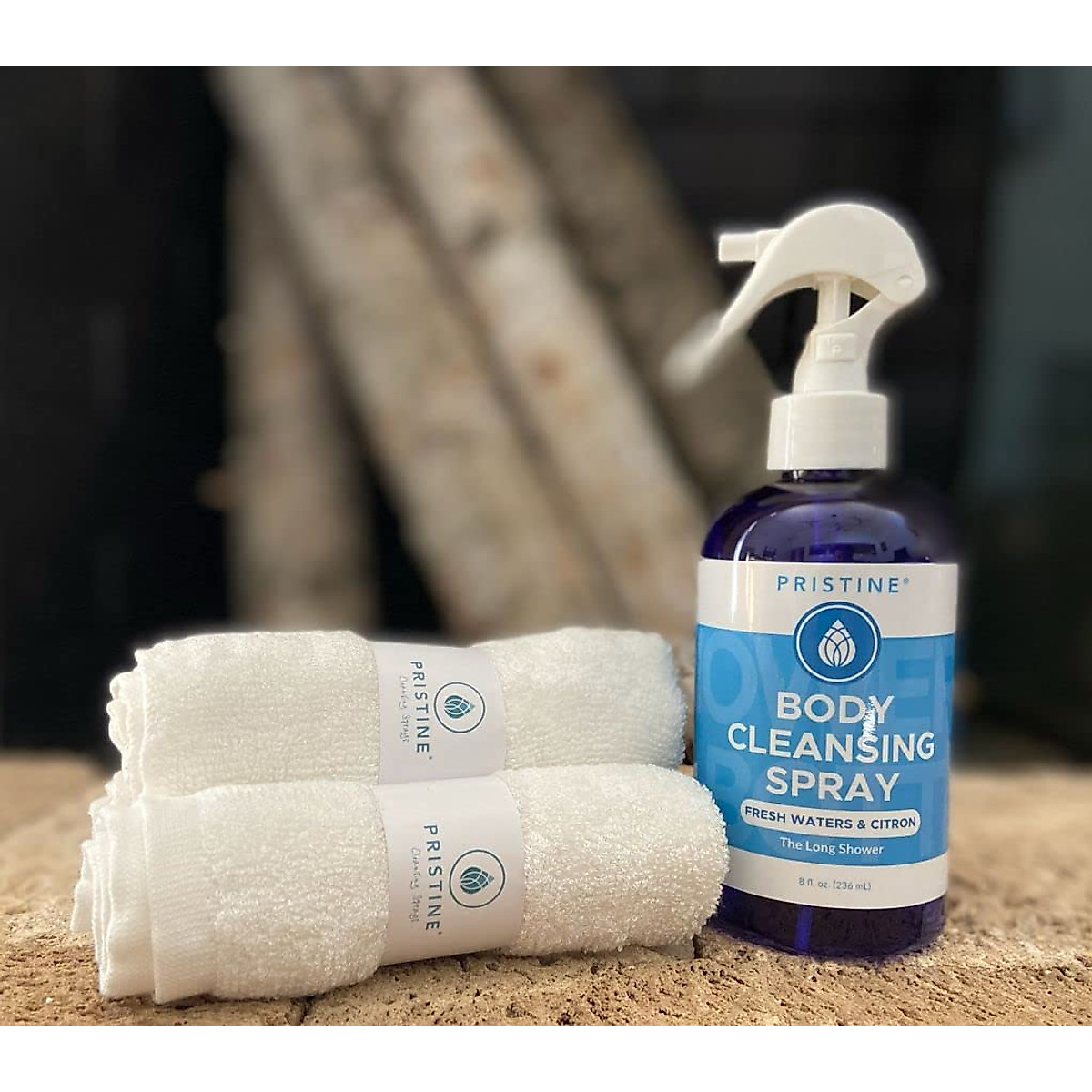 PRISTINE Body Cleansing Spray: Rinse Free Body Wash and Body Spray for Women and Men - a More Natural, Portable Shower and Body Wipes Alternative – Fresh Waters & Citron