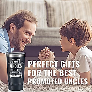 Onebttl Godfather Gifts, 20oz Stainless Steel Insulated Travel Mug, Funny Gift Idea for the Best Godfather for Christmas, Birthday - ONLY The Best Uncles GET Promoted to Godfather
