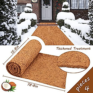 Riare 4 Pack 16 × 80 Inch No-Slip Ice and Snow Carpet Mats- Waterproof Outdoor Coconut Fiber Carpet Anti-Slip Coir Carpet Runner for Walkways, Front Door, Stairs, Porch Safe & Stable Walking