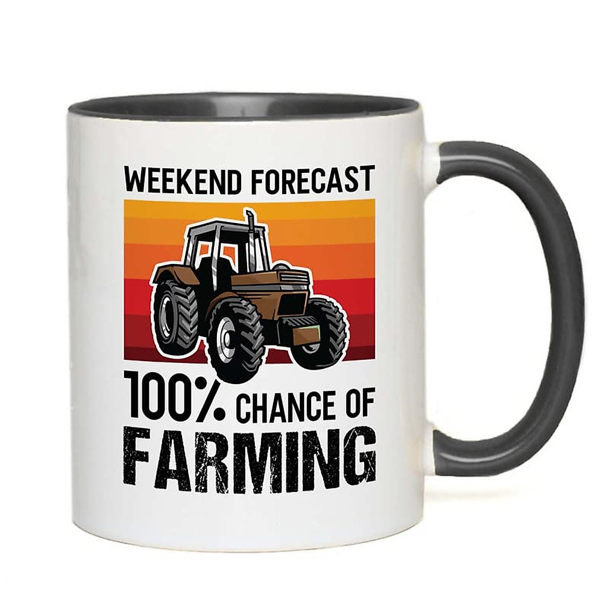 Bubble Hugs Farmer Birthday Two Tone Black Edition Coffee Mug 11oz - Forecast Farming - Dry Farming Farm ranch Market Garden Agricultural Seed Drill Acre Hay Tractor Farmer Crops