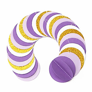 Purple-Lavender White-Gold Party-Decorations Paper Garland - 39ft 3D Graduation Hanging Streamers Banner,Birthday Wedding Anniversary Baby Shower Bachelorette Valentine Day Backdrop Decor Burgleda