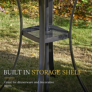 VICLLAX 28" Round Outdoor Bar Table, Bar Height Outdoor Table for Balcony, Patio Round Tall Table with Adjustable Umbrella Hole, Grey