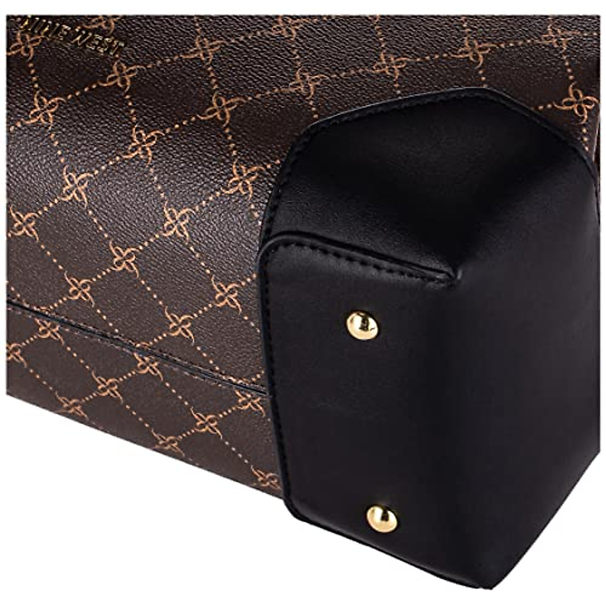 NINE WEST womens Brooklyn Jet Set Carryall SATCHEL, Brown/Black, One Size US