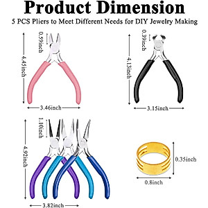 5 Packs Jewelry Pliers Set, Jewelry Making Tools with Needle Nose Pliers/Round Nose Pliers/Chain Nose Pliers/Bent Nose Pliers/Zipper Pliers, Jewelry Making Supplies Repair/ Cut Kits for Crafting