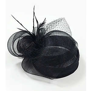 Z&X Sinamay Fascinator Pillbox Hats for Women Wedding Tea Party Mesh Flower Church Hat with Clip Black