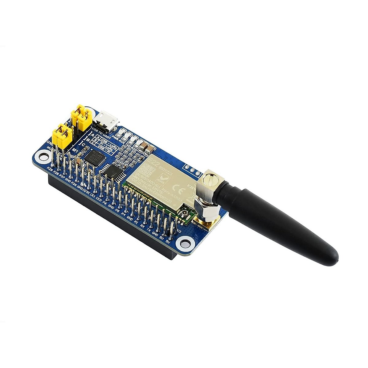 Waveshare SX1262/SX1268 LoRa HAT, Compatible with Raspberry Pi 5/4B/3B/Zero/Zero W/Zero 2W/Pico/Pico W/Pico WH, UART Interface, SX1262 868M LoRa HAT